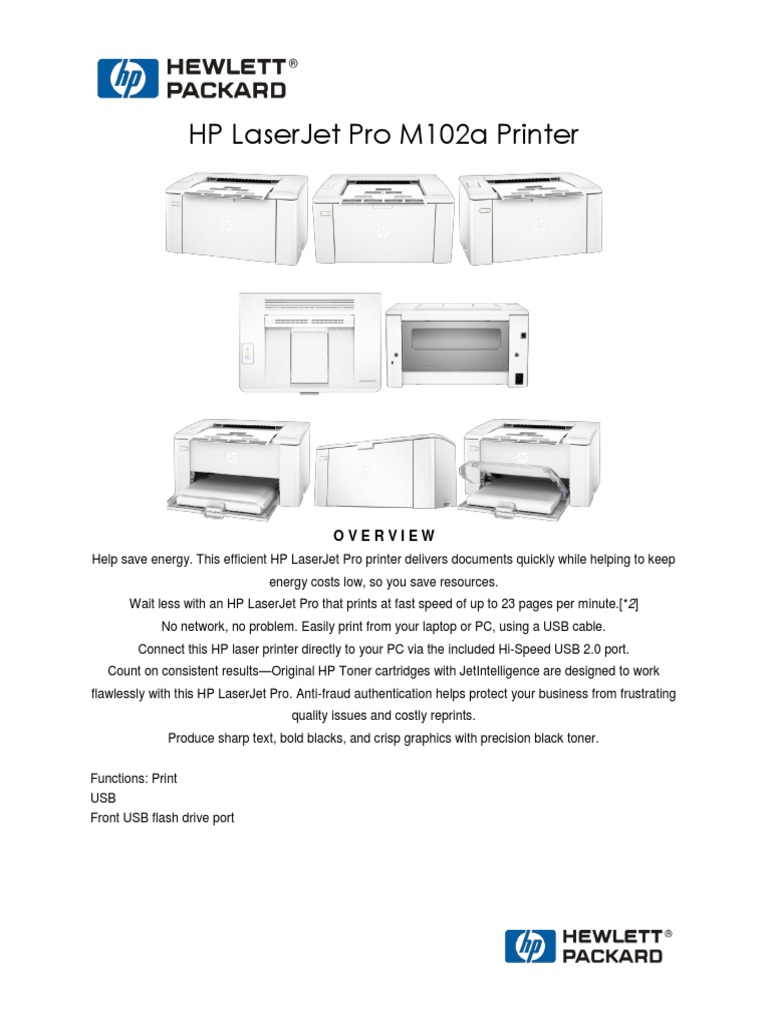 Brosur HP LaserJet Pro M102a Printer | Download Free PDF | Printer ...