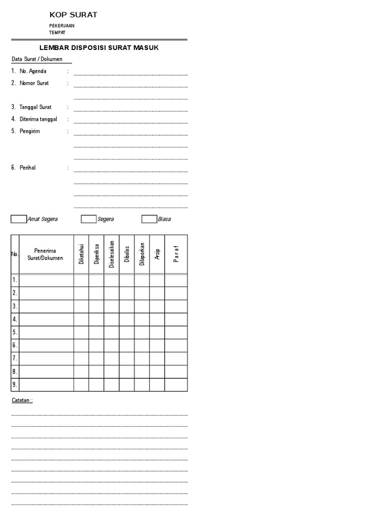 Lembar Disposisi Surat | PDF