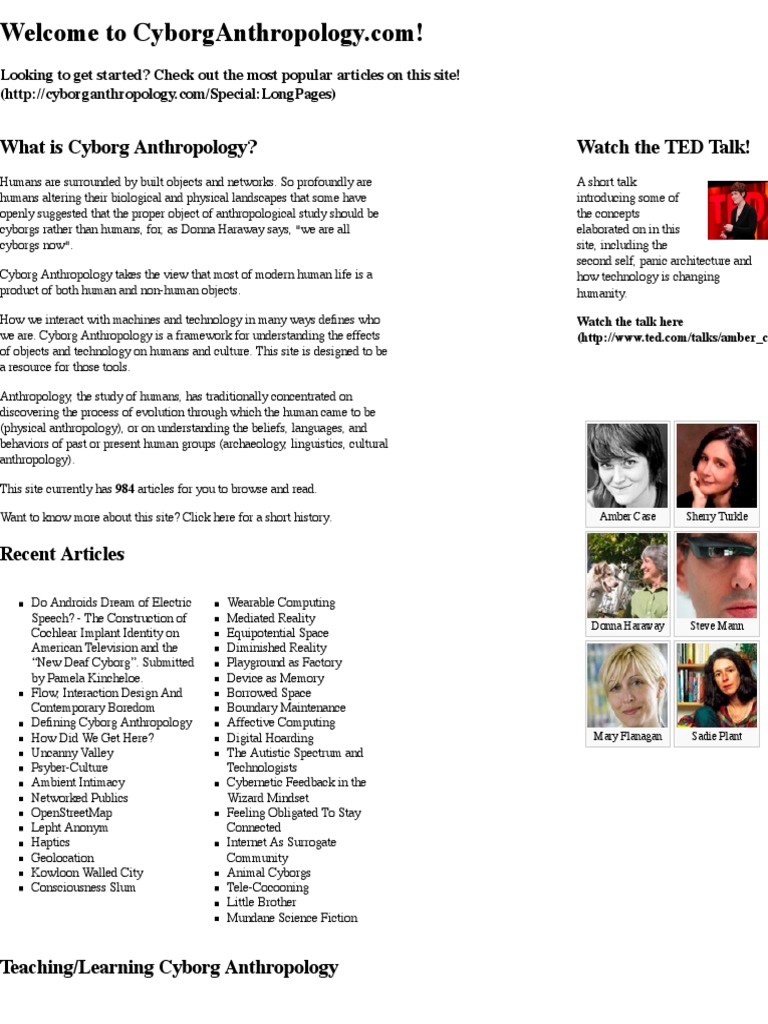 Cyborg Anthropology | PDF | Cyborg | Anthropology