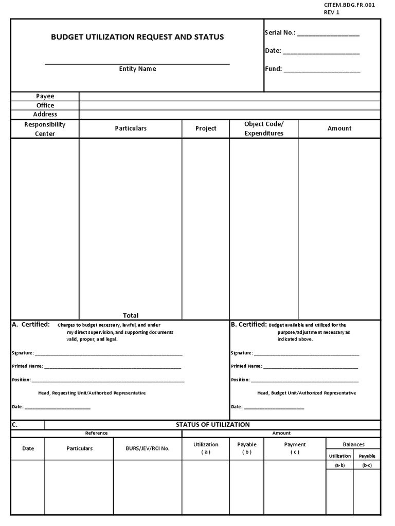 Budget Utilization Request and Status | PDF | Government | Business
