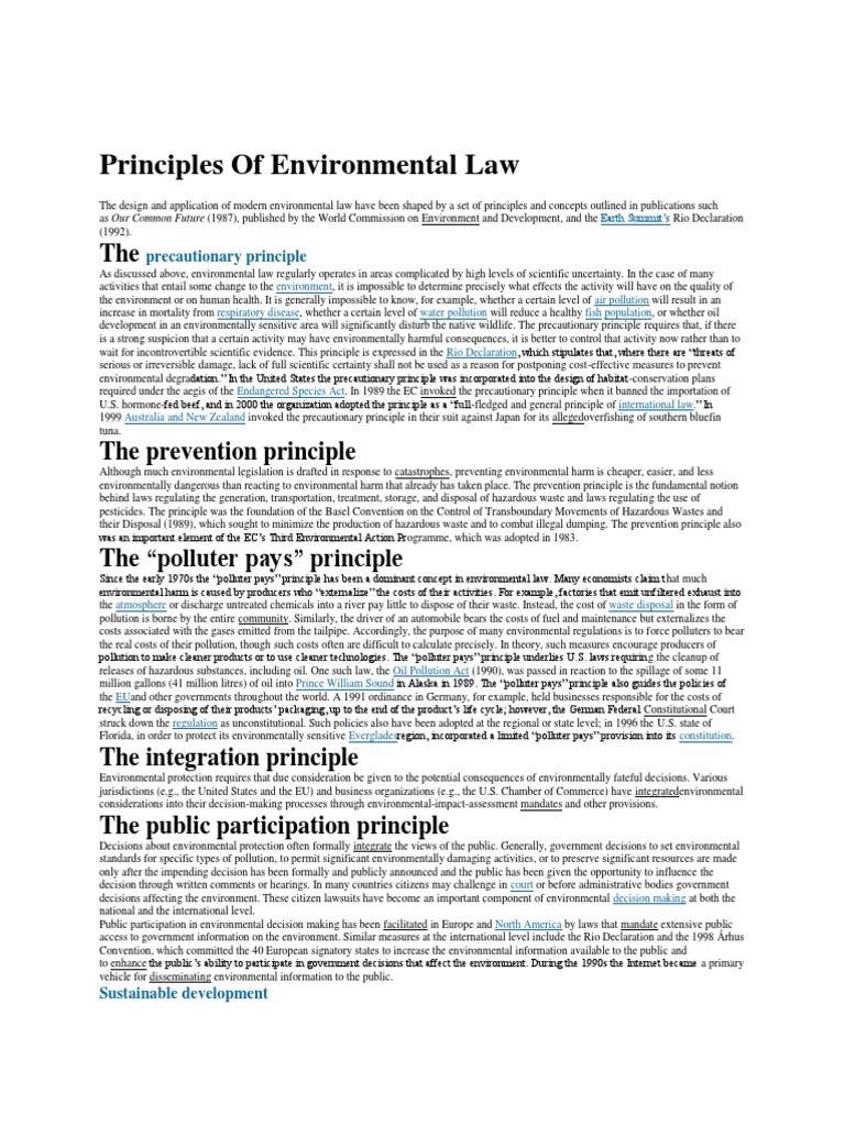Principles of Environmental Law | PDF | Environmental Law | Sustainability