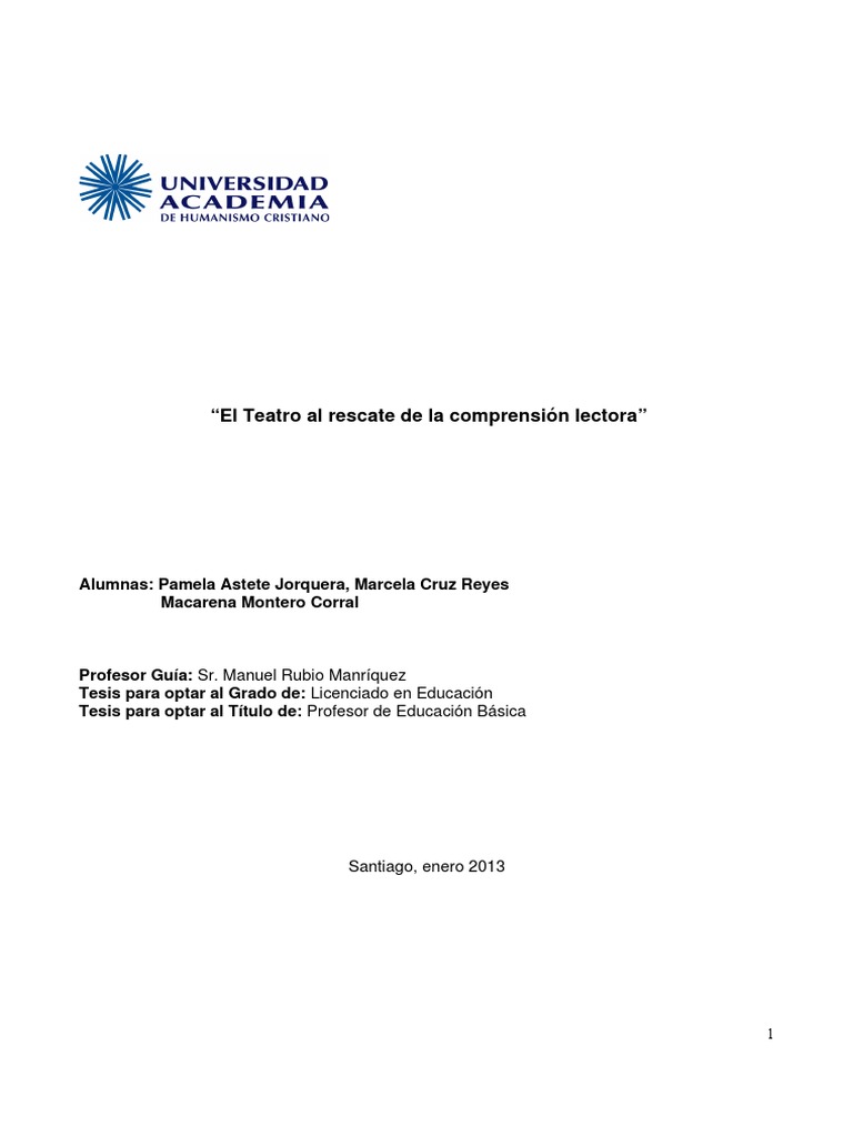 Teatro | PDF | Lectura (proceso) | Comprensión lectora