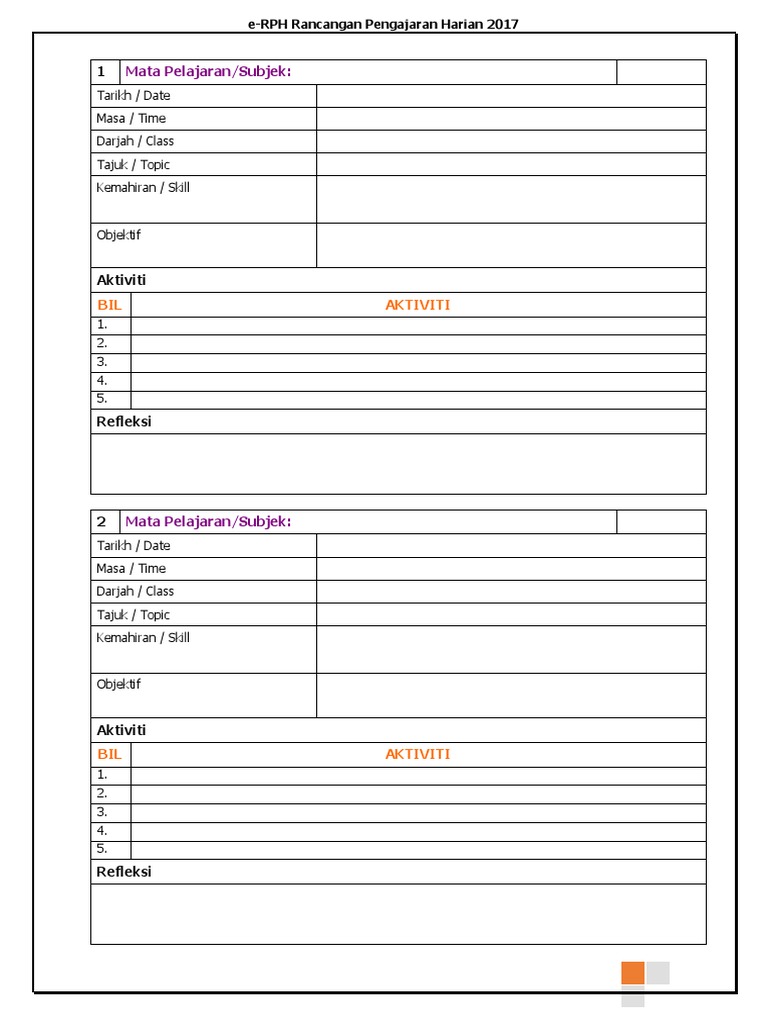 Template RPH Kosong | PDF