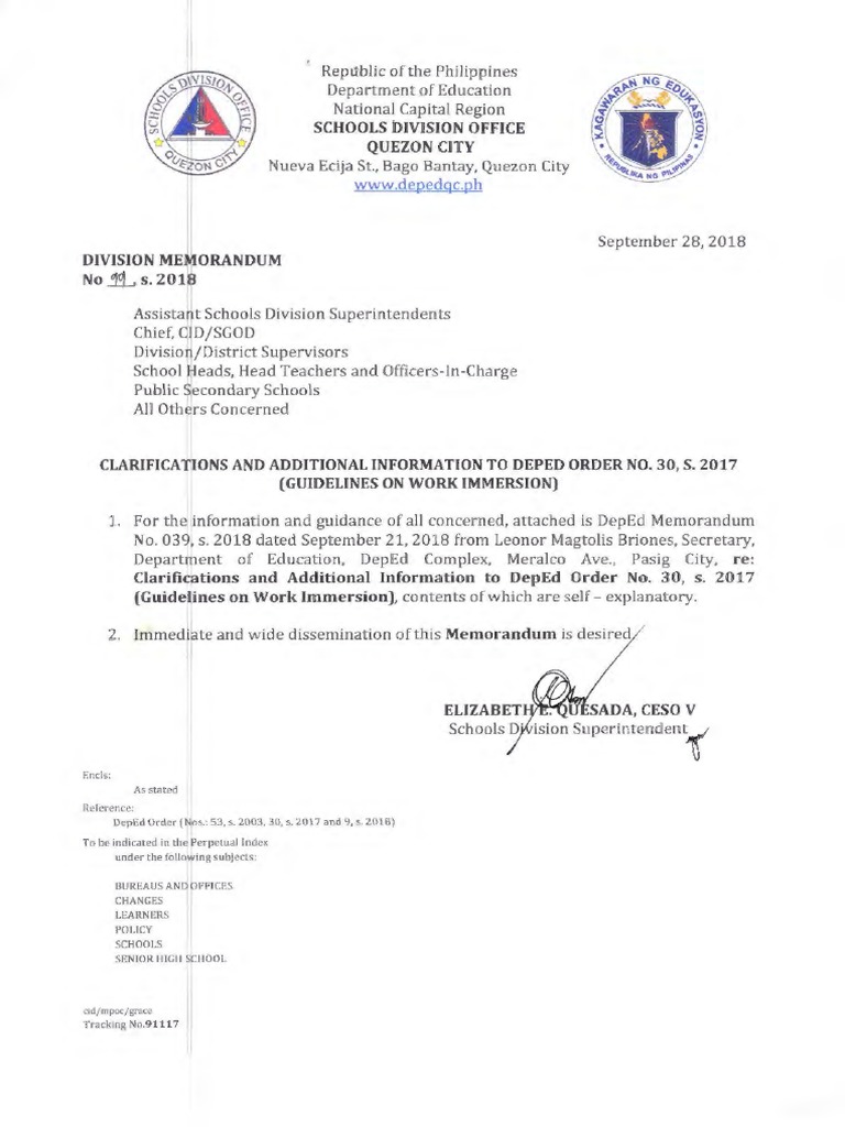 Div Memorandum No. 99 - Clarification and Additional Information To ...