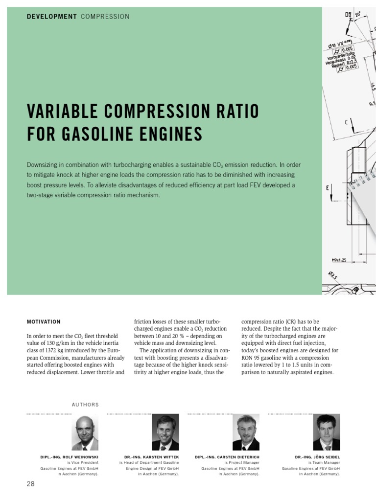 Variable Compression Ratio For Gasoline Engines | Download Free PDF | Turbocharger | Gasoline
