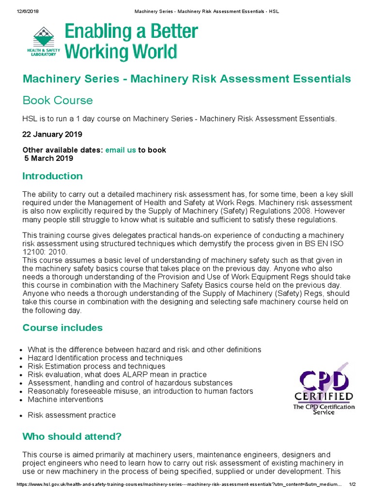 Machinery Series - Machinery Risk Assessment Essentials - HSL | PDF ...