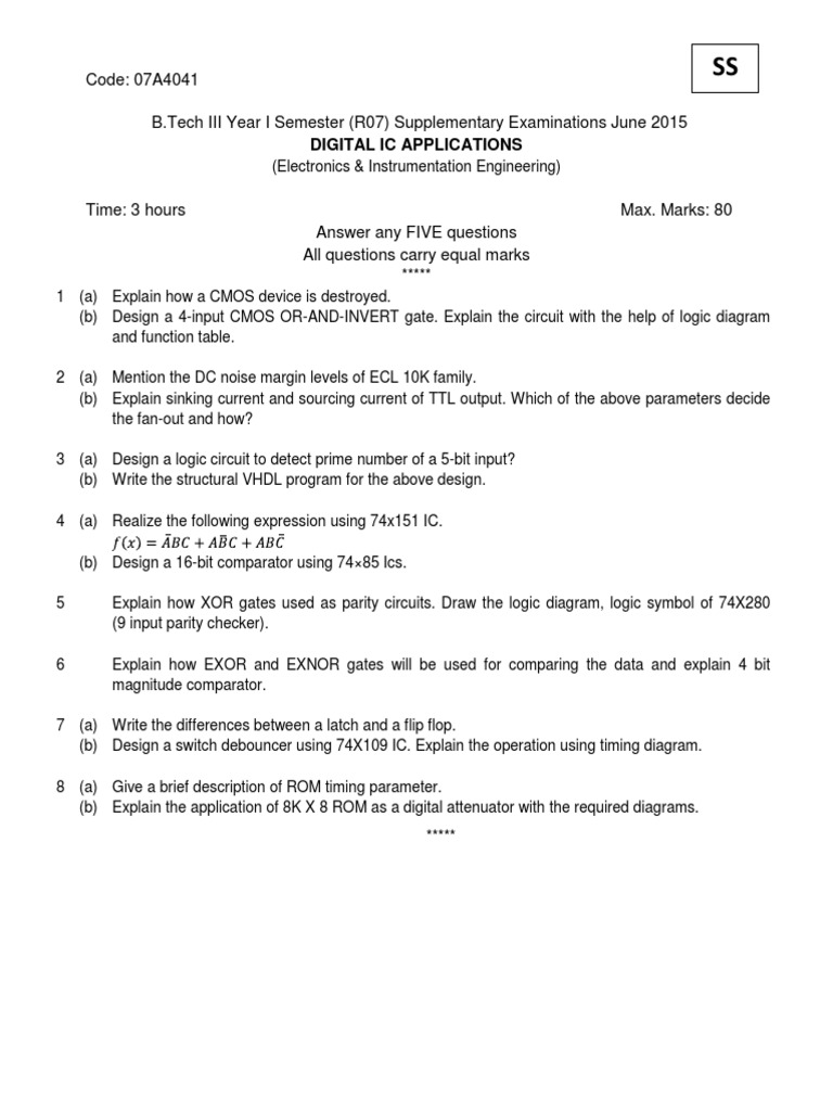 SS07A4041 Digital IC Applications | PDF