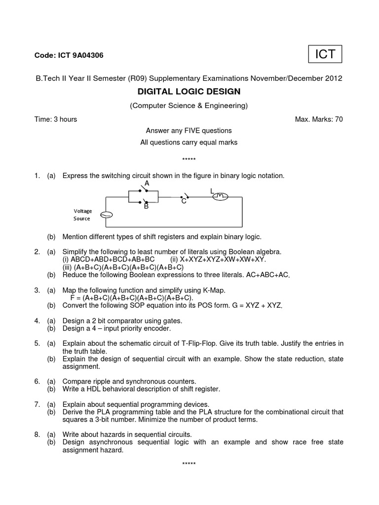 ICT 9A04306 Digital Logic Design | PDF