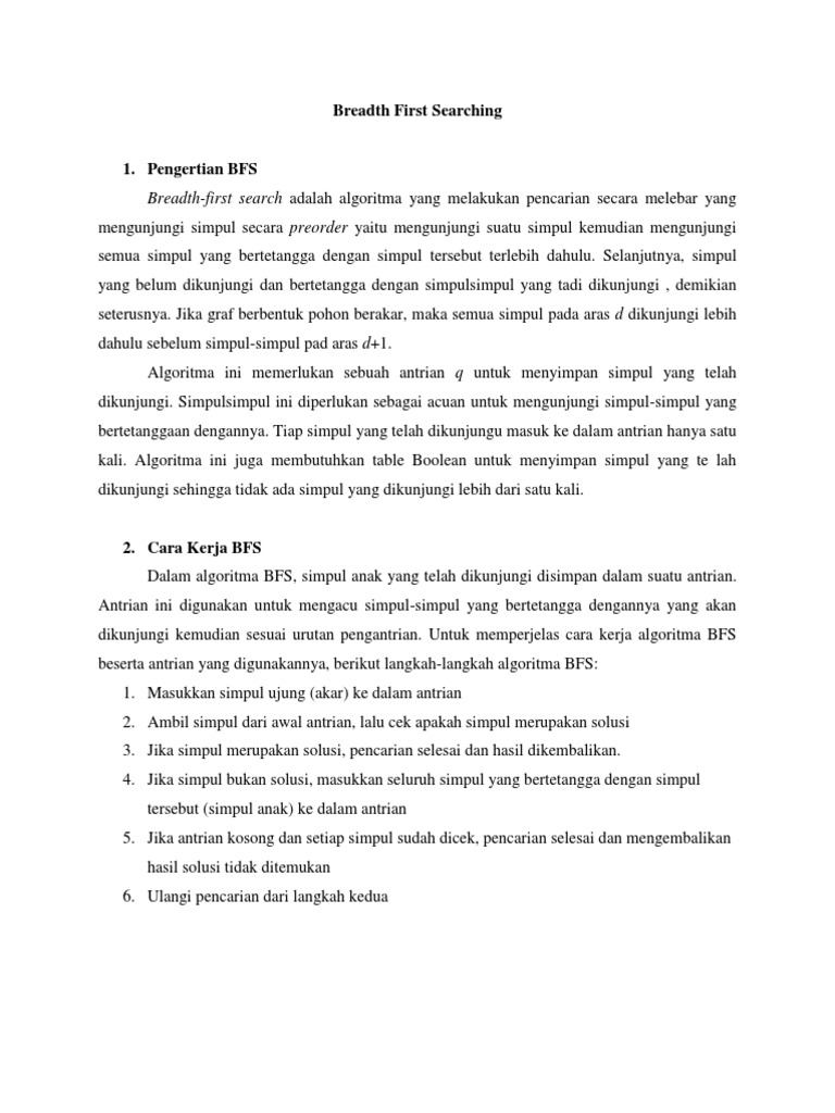 Breadth First Searching Dan Contoh Coding Bfs Pdf