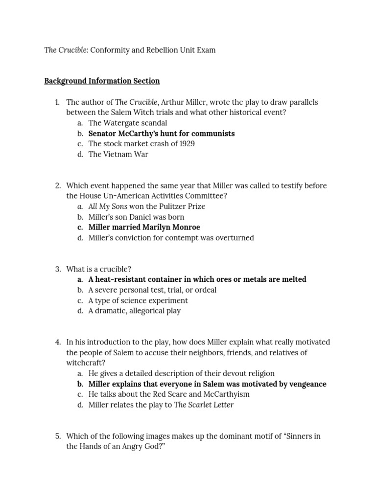 Traditional Test Questions and Key | PDF | Witch Trials | Early Modern ...