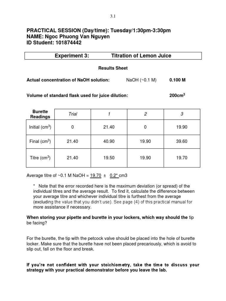 LAB Report 3 | PDF | Titration | Chemistry
