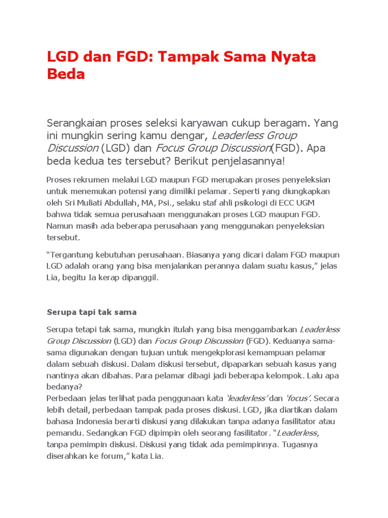 LGD Dan FGD | PDF