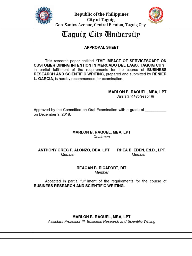 Mba Business Research Approval Sheet | PDF