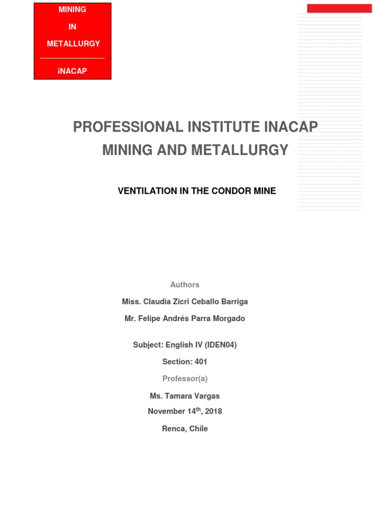 Ventilation in The Condor Mine | PDF | Ventilation (Architecture) | Mining