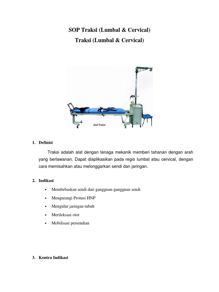 SOP Traksi Fisioterapi | PDF | Kesehatan Holistik | Sains & Matematika