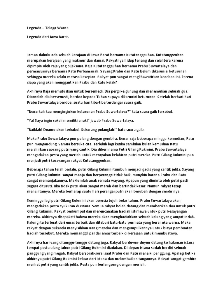 Legenda Telaga Warna | PDF