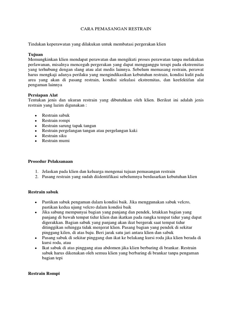 Cara Pemasangan Restrain | PDF