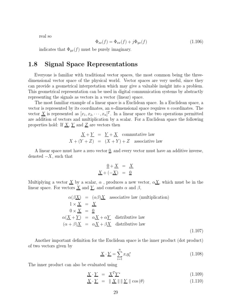 1.8 Signal Space Representations: ZZ XX Yx Yx | PDF | Vector Space ...