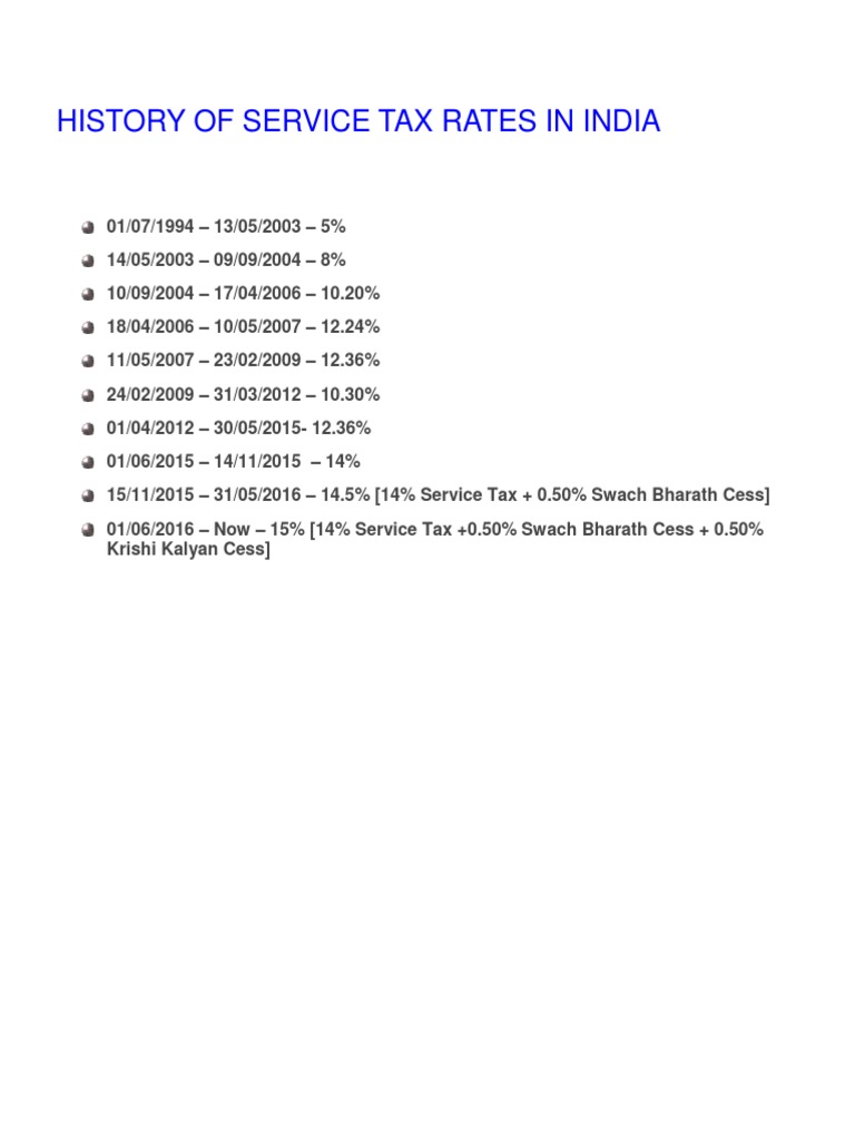 Service Tax Rate Chart | PDF