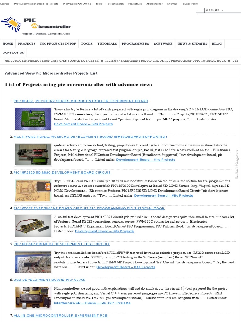 Advanced View Pic Microcontroller Projects List 1652 - PIC Microcontroller | PDF ...