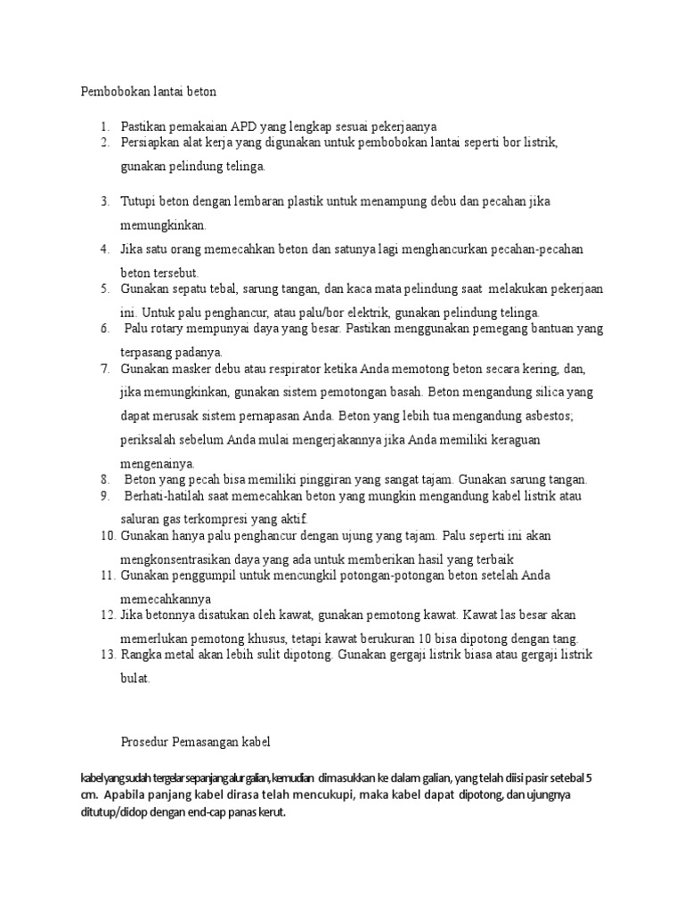 Pembobokan Lantai Beton | PDF