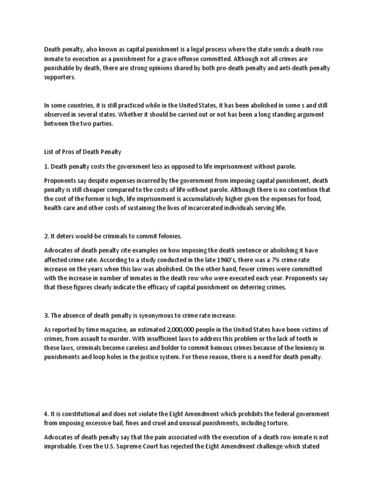 Death Penalty | PDF | Capital Punishment | Eighth Amendment To The ...