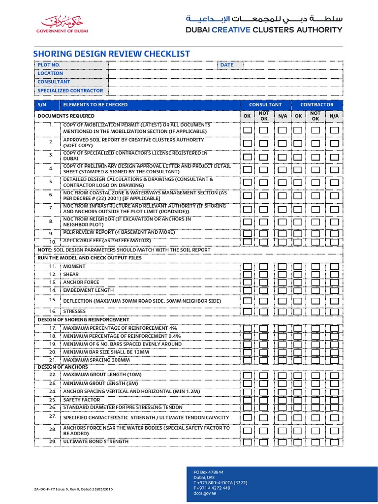 ZA DC F 77 Shoring Design Review Checklist PDF | PDF | Beam (Structure ...