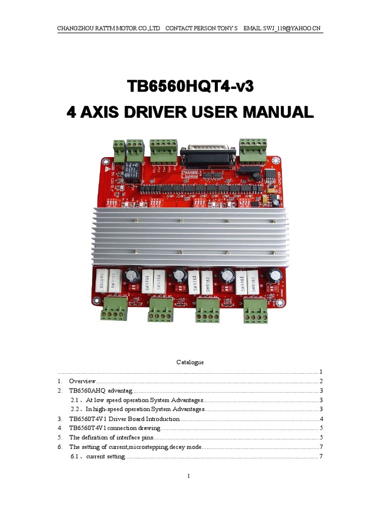 4 Axis TB6560 Driver User ManualV Type | PDF | Switch | Computer ...