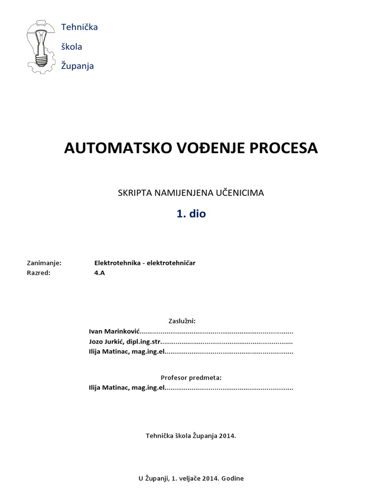 AUTOMATIKA Skripta 1 PDF | PDF
