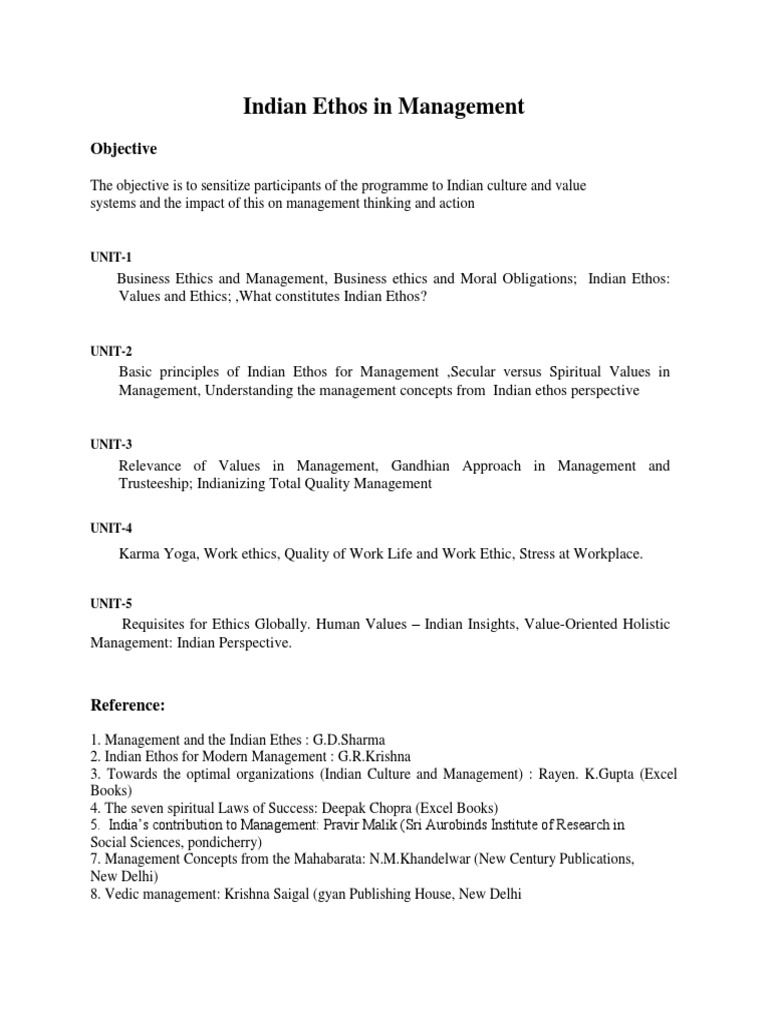 Indian Ethos in Management Principles | PDF