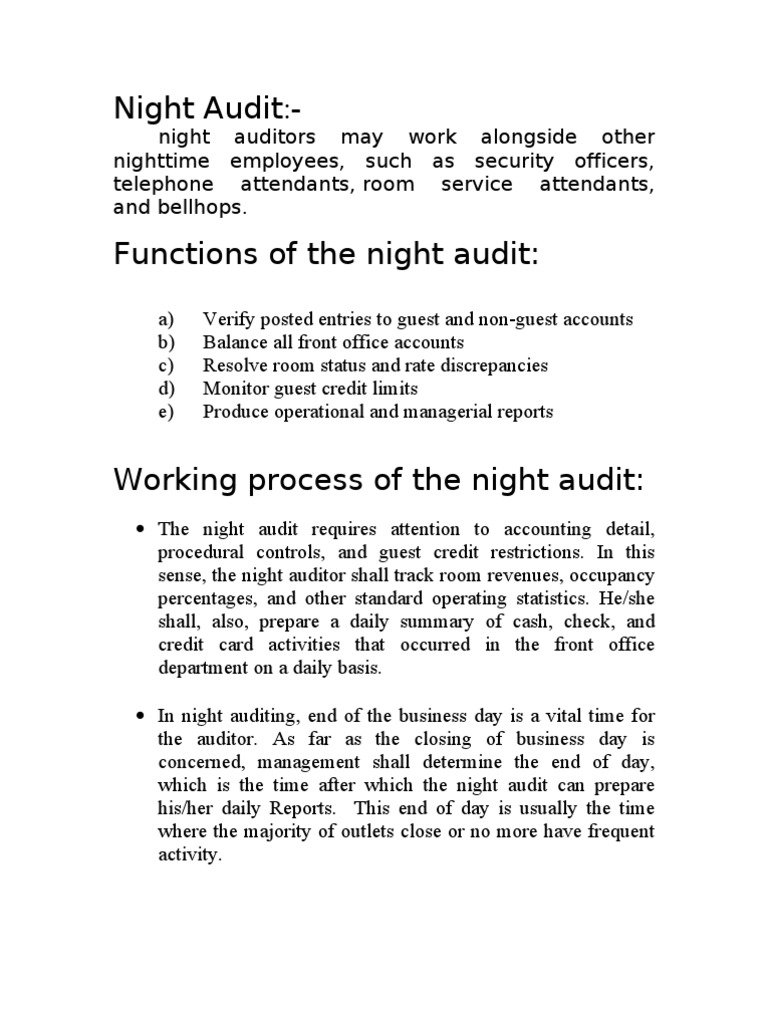 night audit | Baggage | Audit