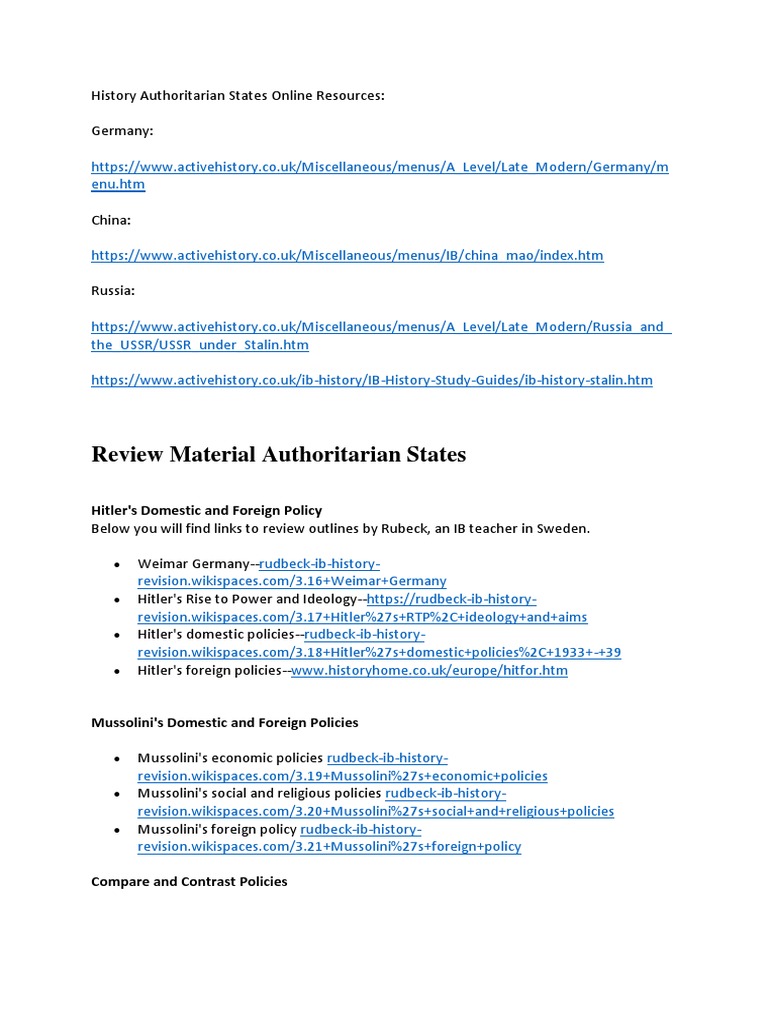 History Authoritarian States Online Resources | PDF | Fidel Castro ...