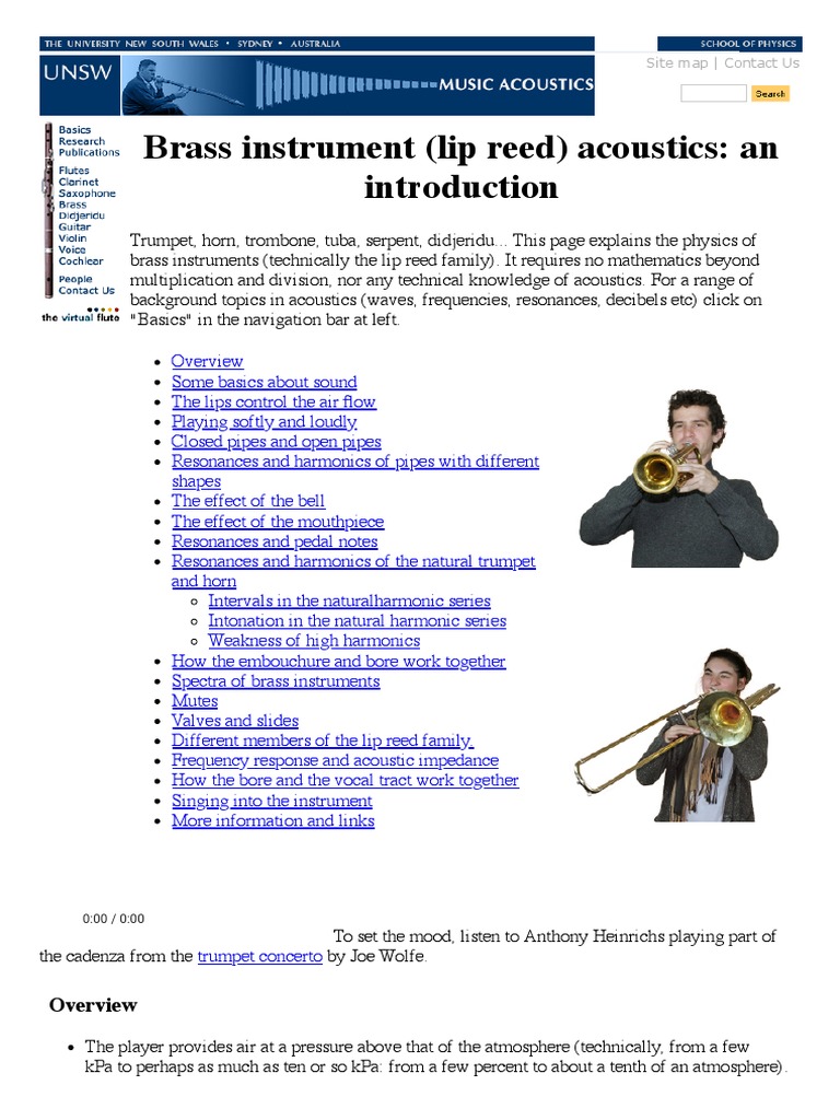 Brass Instrument Acoustics - An Introduction | PDF | Trumpet | Sound