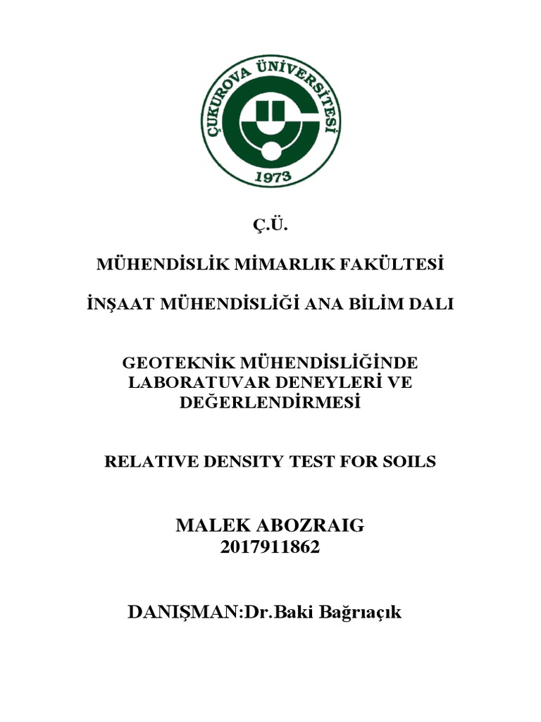 Relative Density Test Report | PDF | Density | Soil