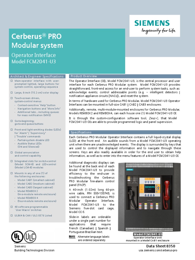 8350 FCM2041-U3 Cerberus PRO Modular Operator Interface | PDF | Graphical User Interfaces ...