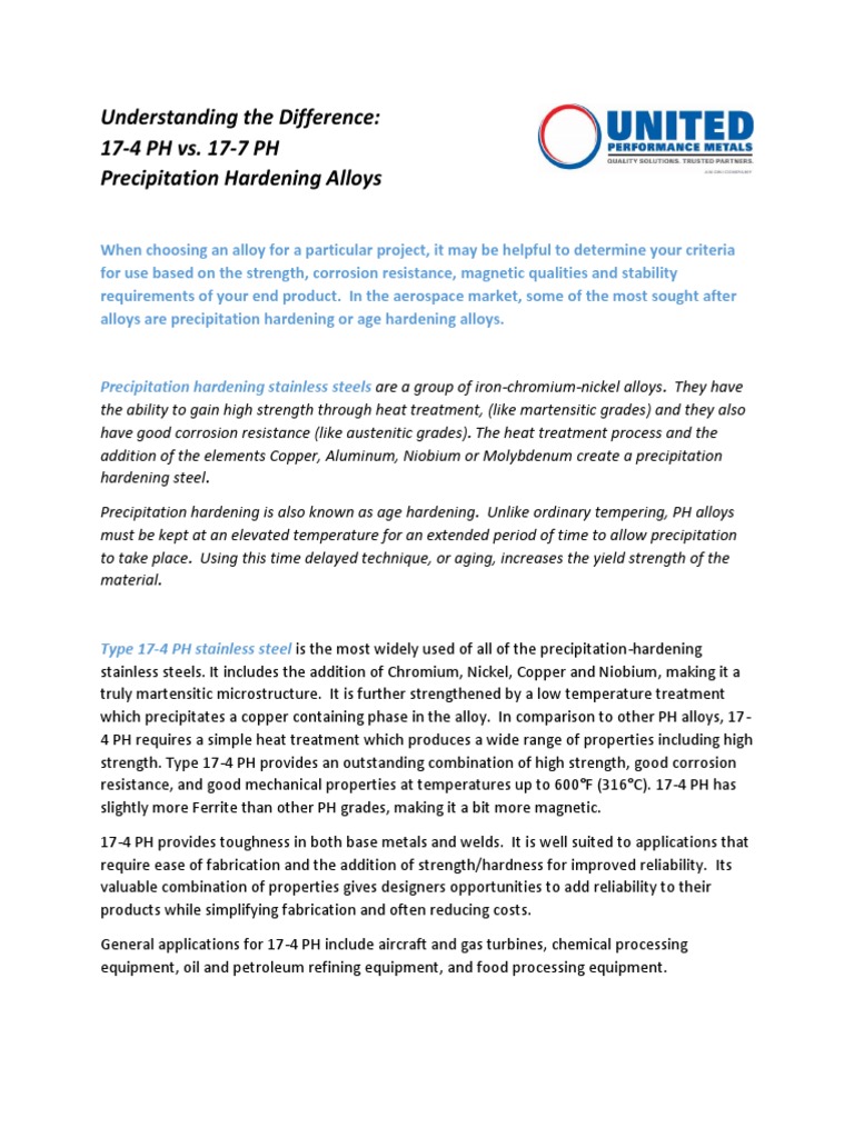 17 4 Ph Against 17 7ph Material Pdf Stainless Steel Heat Treating