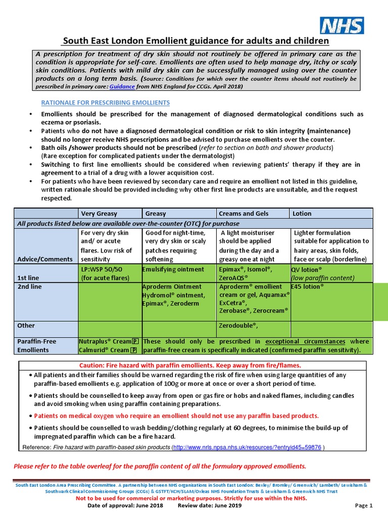 Emollient Guide Adults and Children June 2018 | PDF | Topical ...