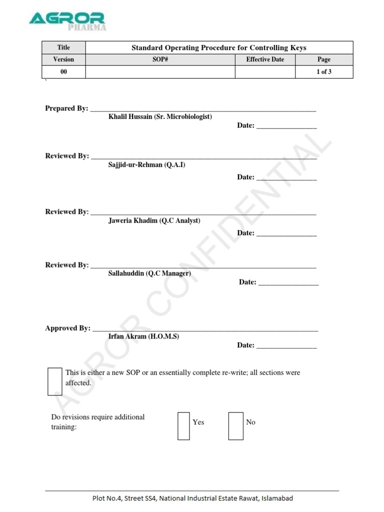 SOP For Keys Control | PDF | Government Information | Government