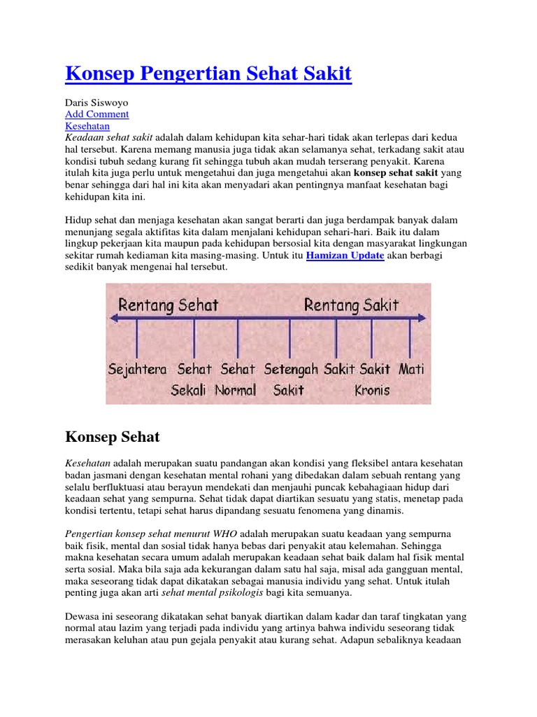 Konsep Pengertian Sehat Sakit | PDF