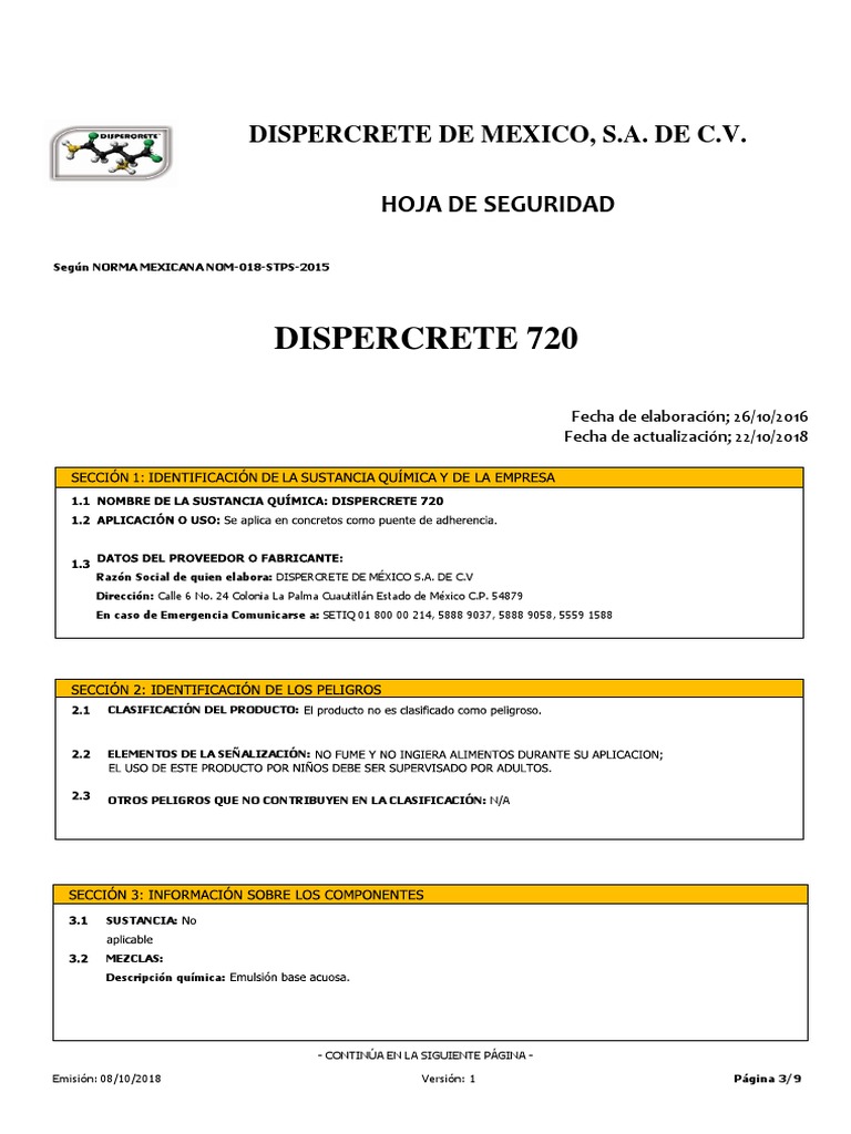 Hoja de Seguridad | PDF | Toxicidad | Residuos