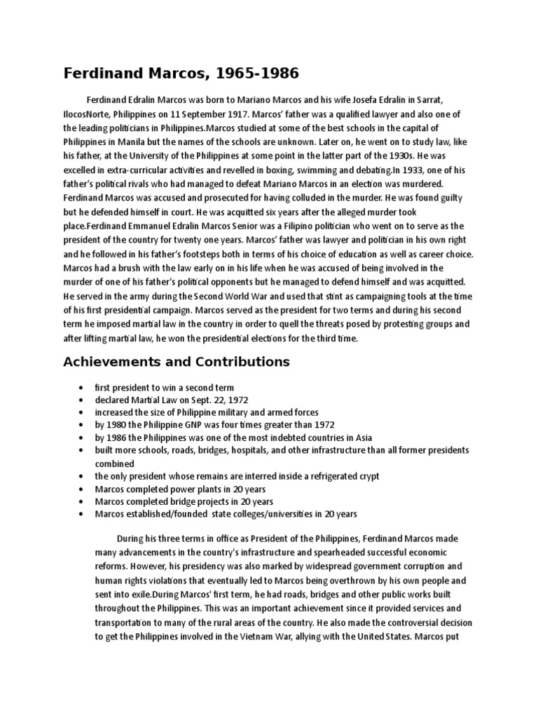 Ferdinand Marcos | Download Free PDF | Philippines | Government