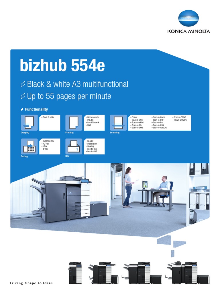 Konica Minolta Bizhub 554e Datasheet | PDF | Fax | Optical Character ...