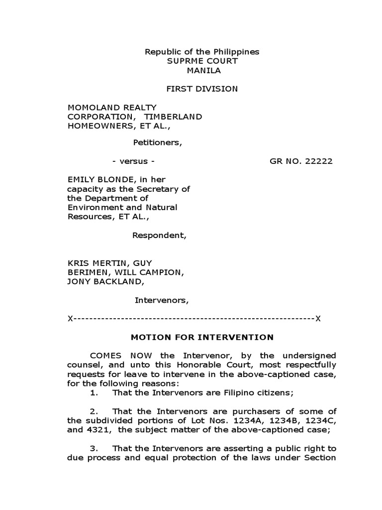 Motion To Intervene | Download Free PDF | Intervention (Law ...