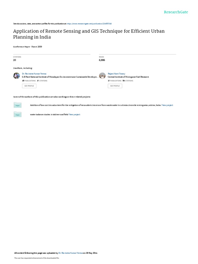 Application of Remote Sensing and GIS for Efficient Urban Planning in India: Collecting Spatial ...