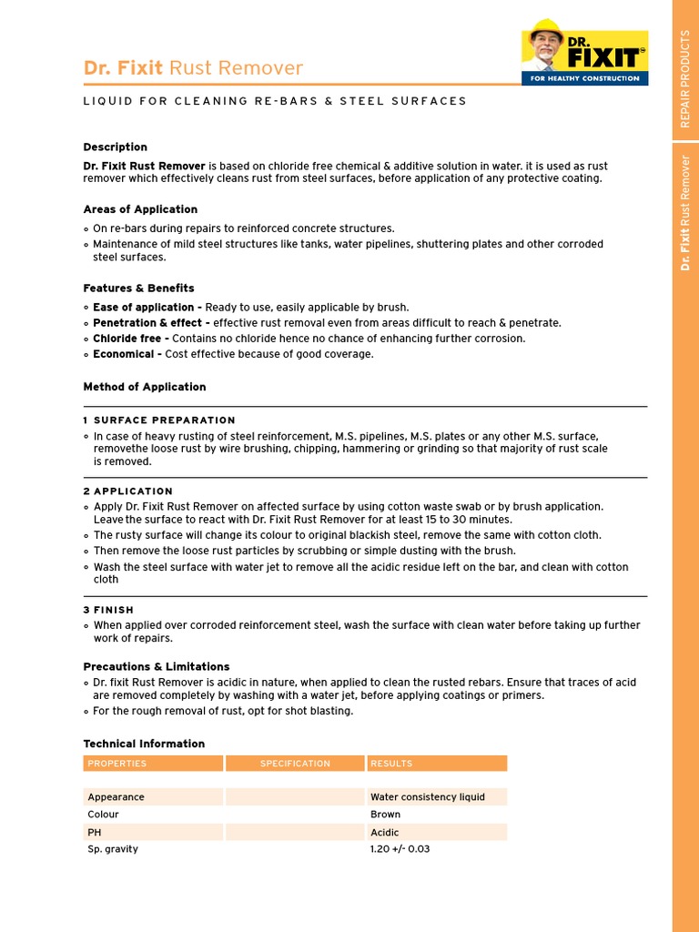 DR Fixit Rust Remover | PDF | Rust | Corrosion