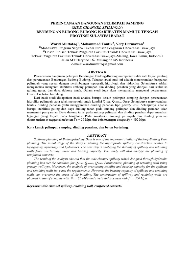 Perencanaan Bangunan Pelimpah Samping Side Channel Spillway Bendungan ...