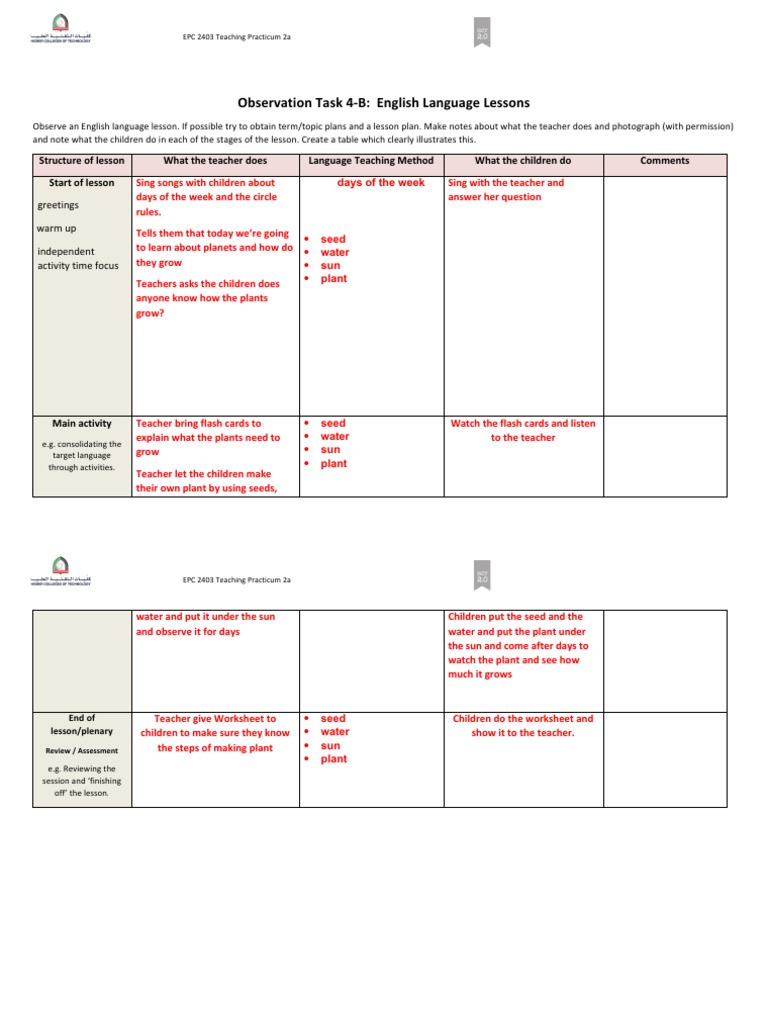 Observation Task 4-b | PDF | Teachers | Semiotics