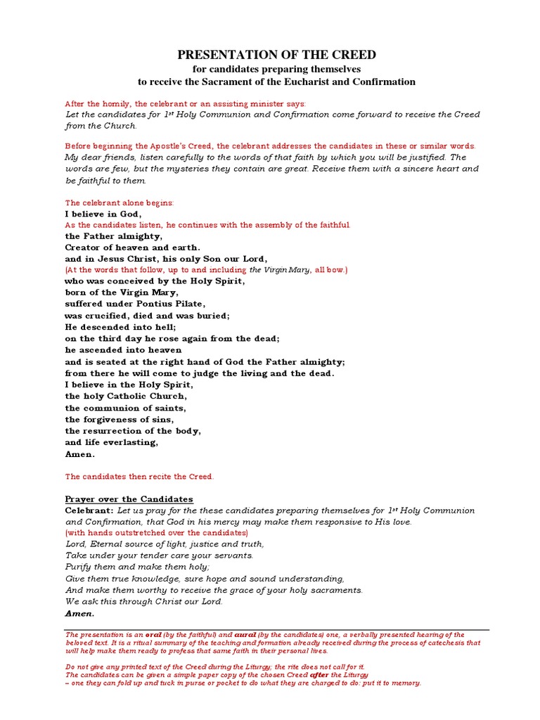 Presentation of The Creed | PDF | Systematic Theology | Eucharist