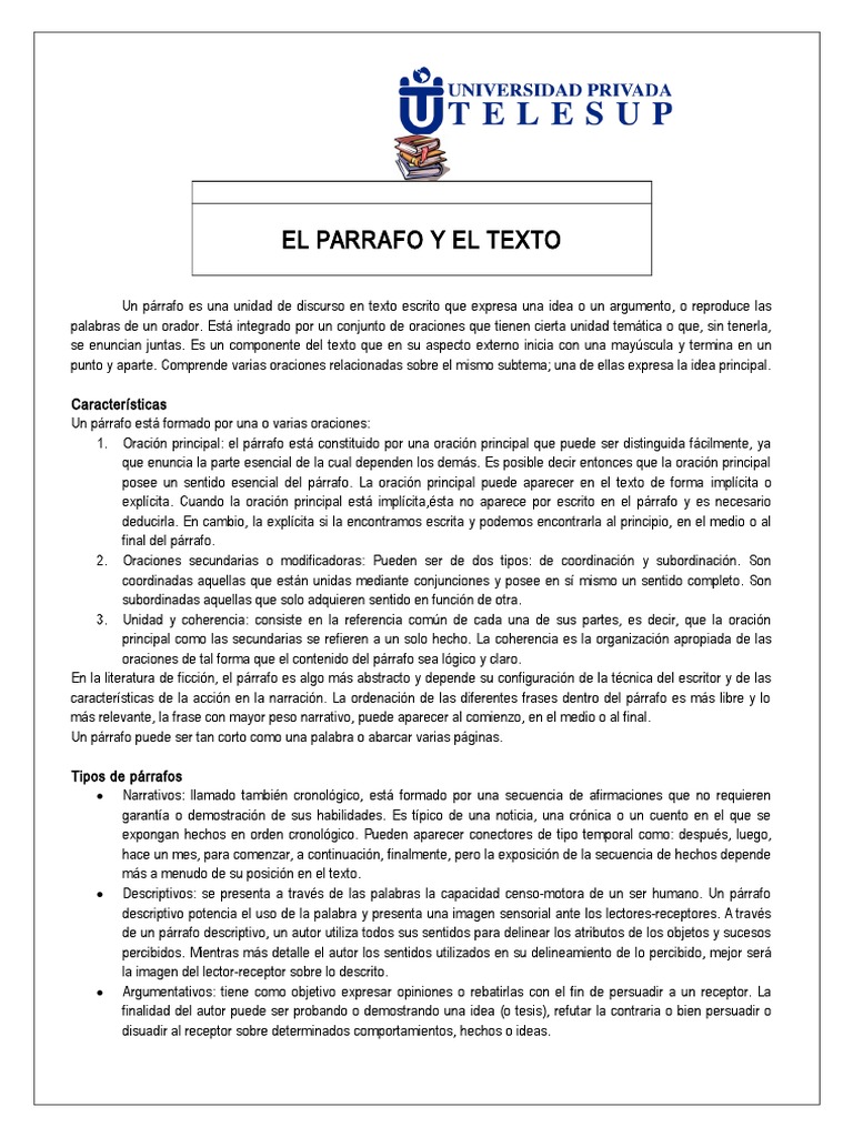 El Parrafo y El Texto | Oración (Lingüística) | Párrafo
