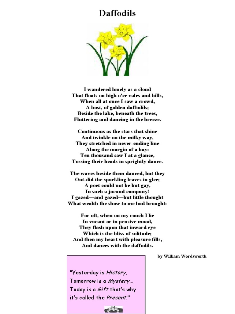 Wordsworth's Daffodils Poem Analysis | PDF | Poetry